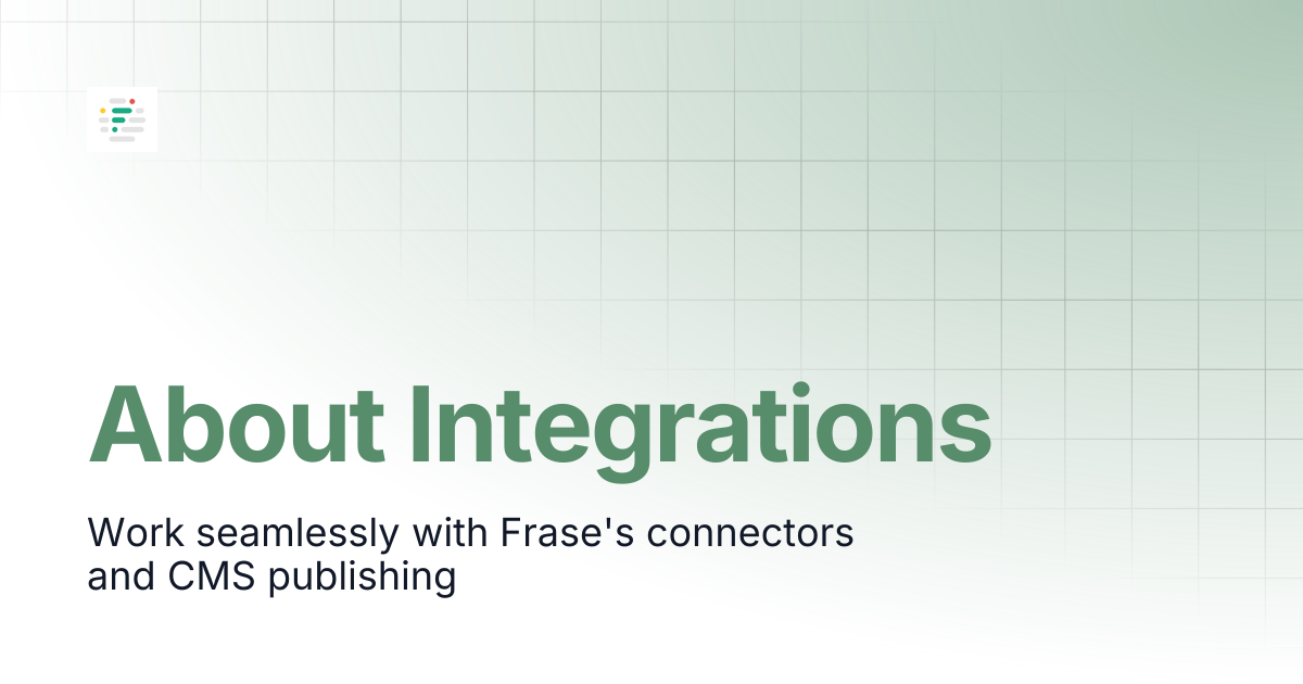 About Integrations | Integrations | Frase Crash Course